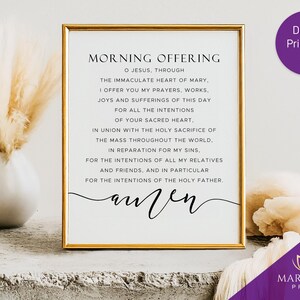 Morning Offering Prayer - Catholic Wall Art Printable (digital Download ...