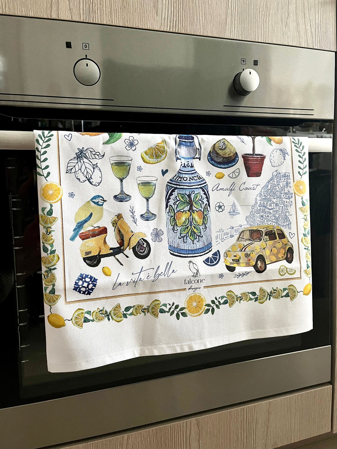 Italian Lemon Tea Towel Limoncello Amalfi Coast Illustrated - Etsy