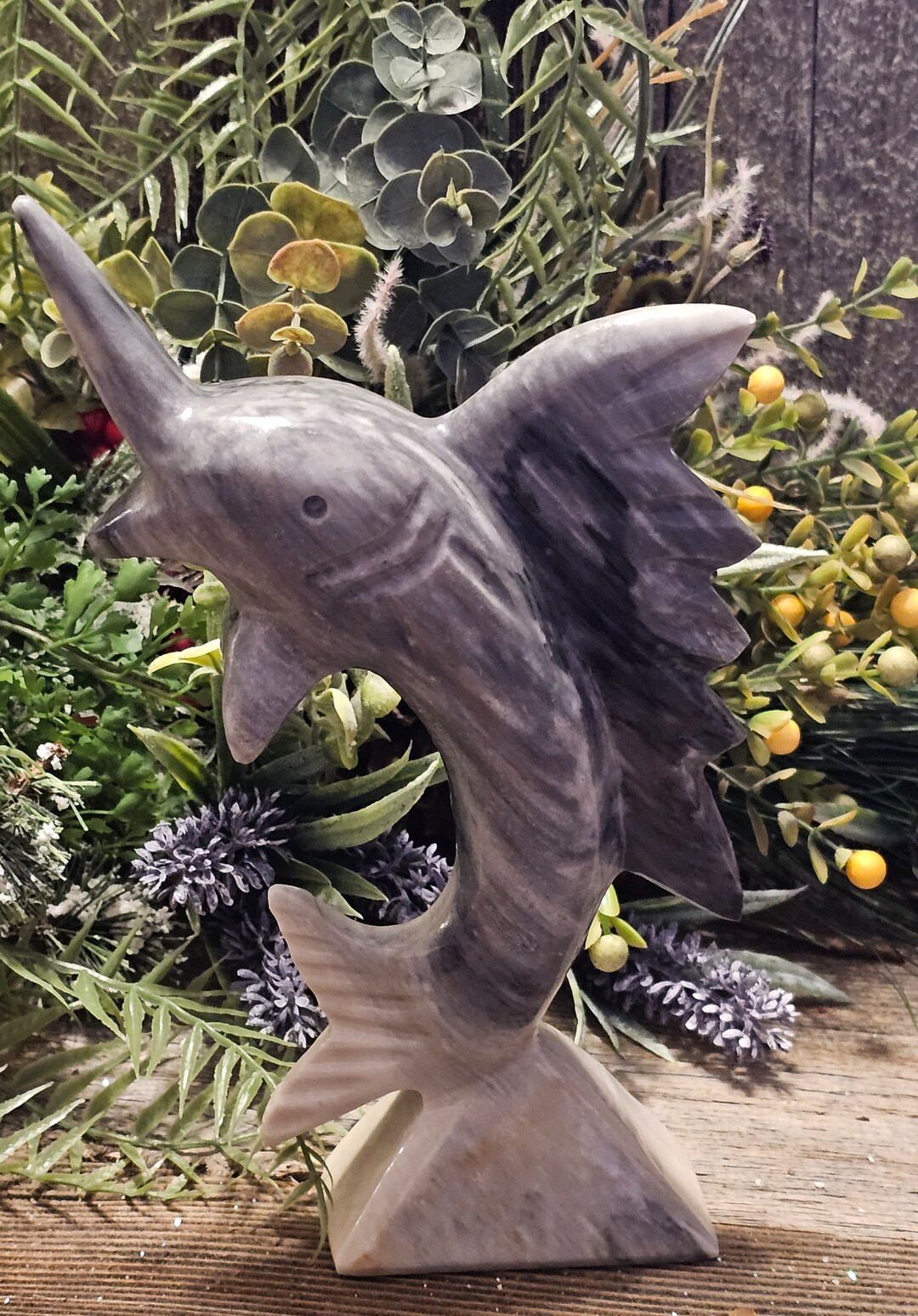Rare Vintage Gray Marble Sail Fish. Pretty Marbling - Etsy
