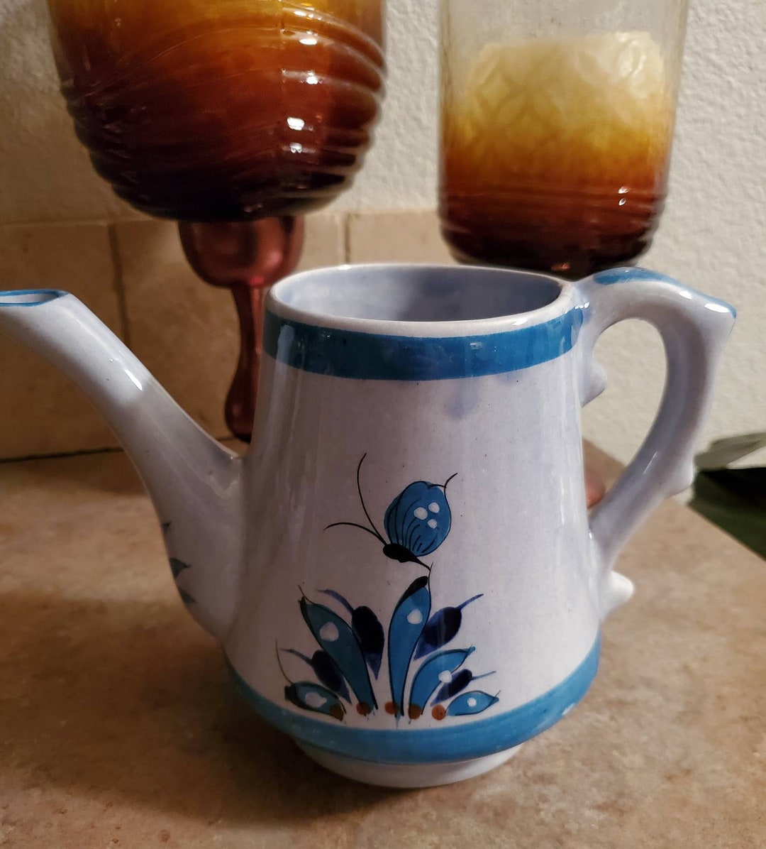 Vintage Tonala Mexican Pottery Blue Bird Pitcher Mexico - Etsy