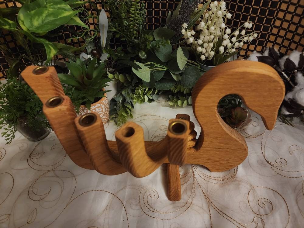 Vintage Solid Wood Folding Candle Holder Wood Swan Mid Century Candle ...