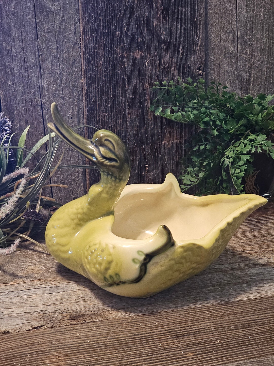 Hull Pottery Swan Goose Duck Planter Yellow Green Duck Planter - Etsy