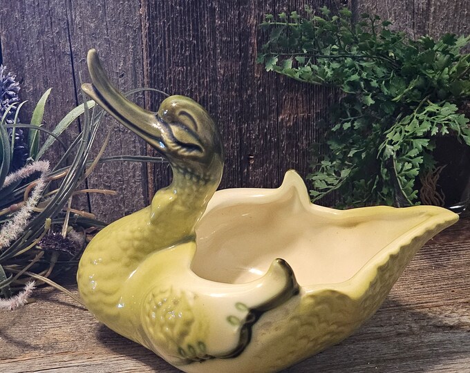 Hull Pottery Swan Goose Duck Planter Yellow Green Duck Planter - Etsy