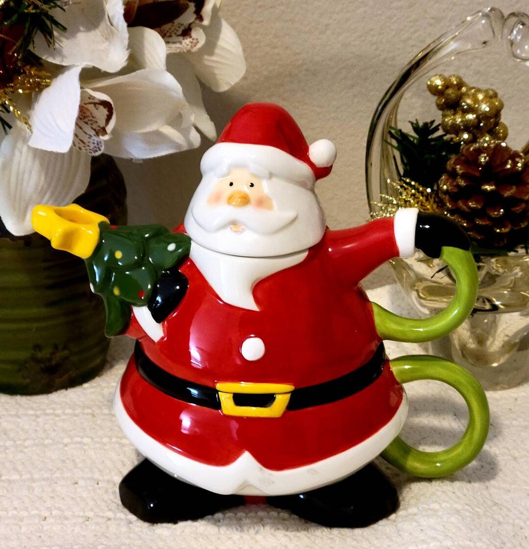 Tea for One Bella Casa by Ganz Santa Teapot and Cup With Lid Set - Etsy