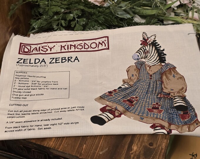 Vintage Daisy Kingdom Fabric Panel Zelda Zebra Cut Sew Stuff Doll Toy ...