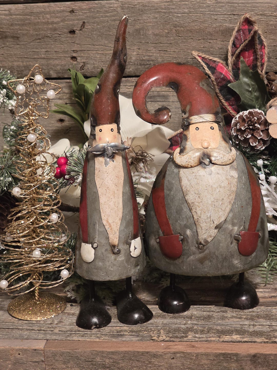Galvanized Metal Tabletop Santas,vintage Santa's, Christmas Decor - Etsy