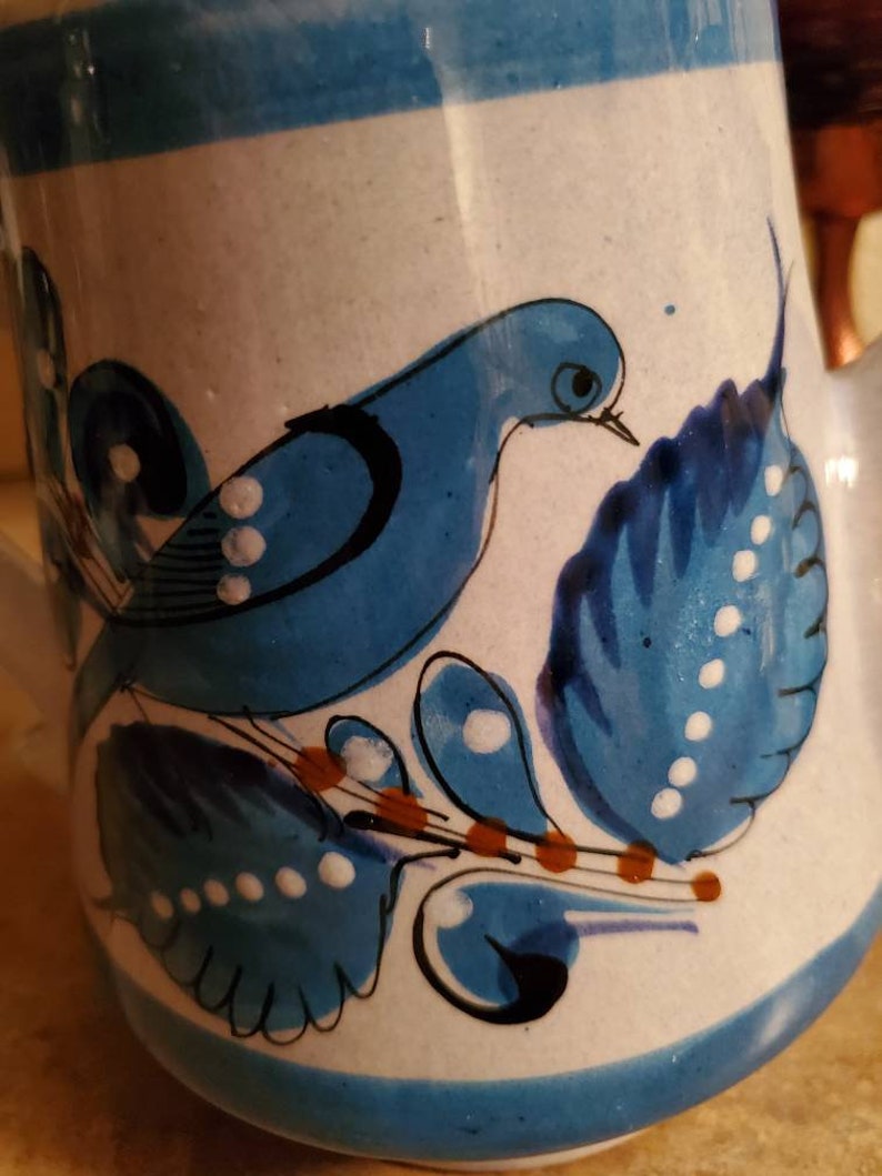 Vintage Tonala Mexican Pottery Blue Bird Pitcher Mexico - Etsy