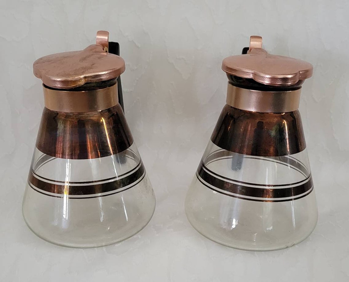 Serve Clear Glass Mini Tiny Carafe Copper Lid 4.5 Tall 3.5 | Etsy