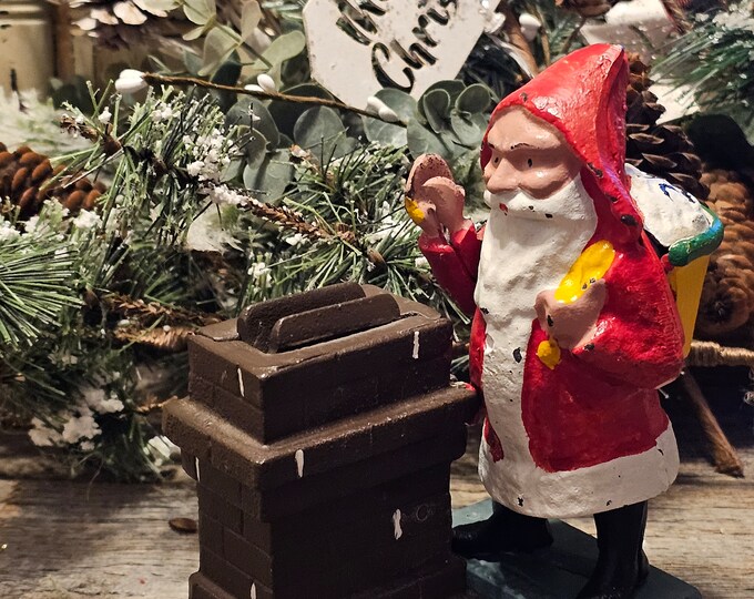Vintage Mechanical SANTA CLAUS BANK Cast Iron - Etsy