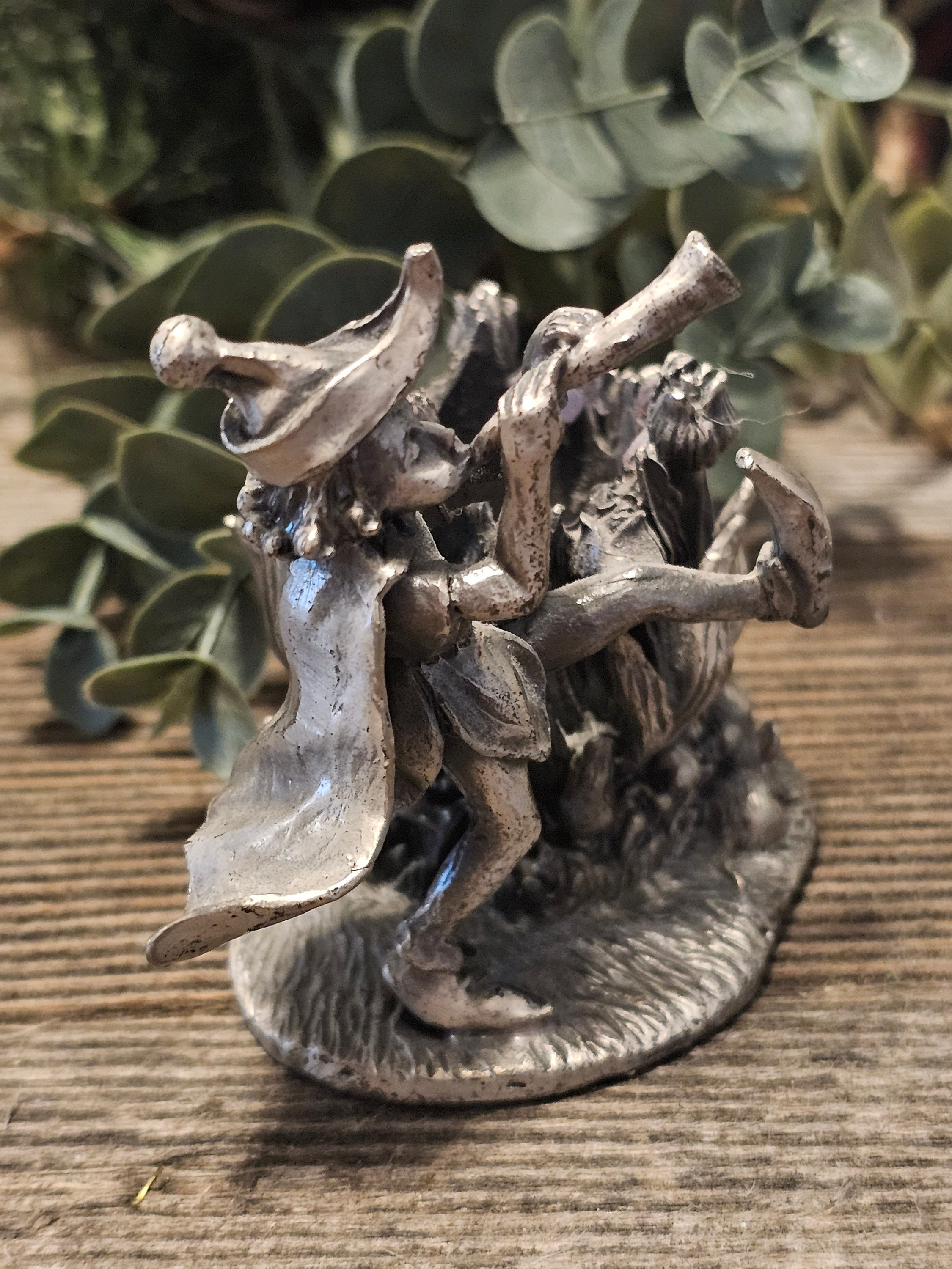 Vintage Pewter Fairy Guard Figurine Candle Holder Pied Piper of Hamelin ...
