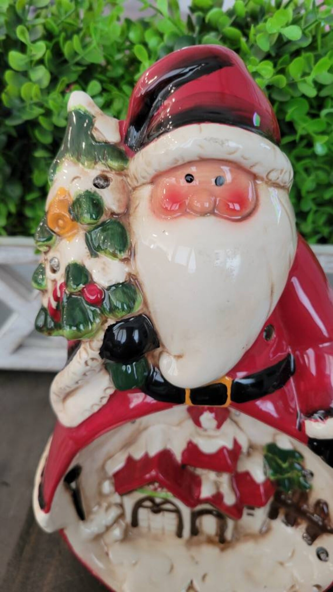 Ceramic Christmas Santa With Twinkling Lights - Etsy
