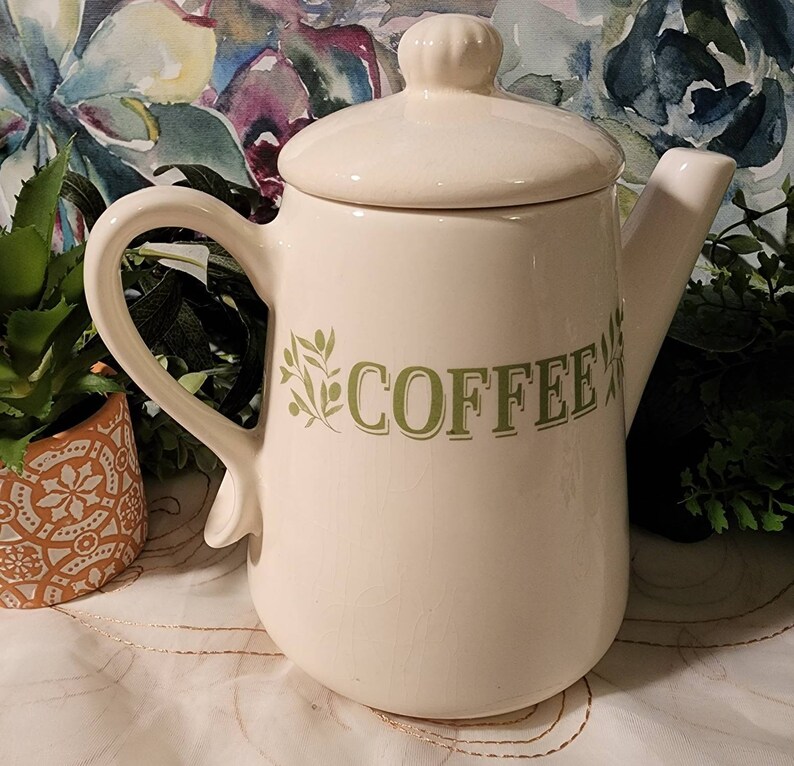 Vintage B.I. Inc. Coffee Pot Shaped Cookie Jar off White Canister ...