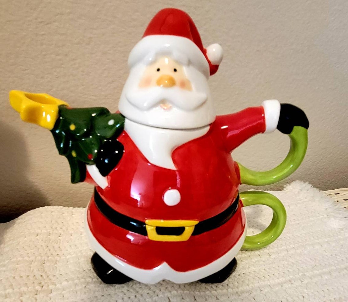Tea for One Bella Casa by Ganz Santa Teapot and Cup With Lid - Etsy