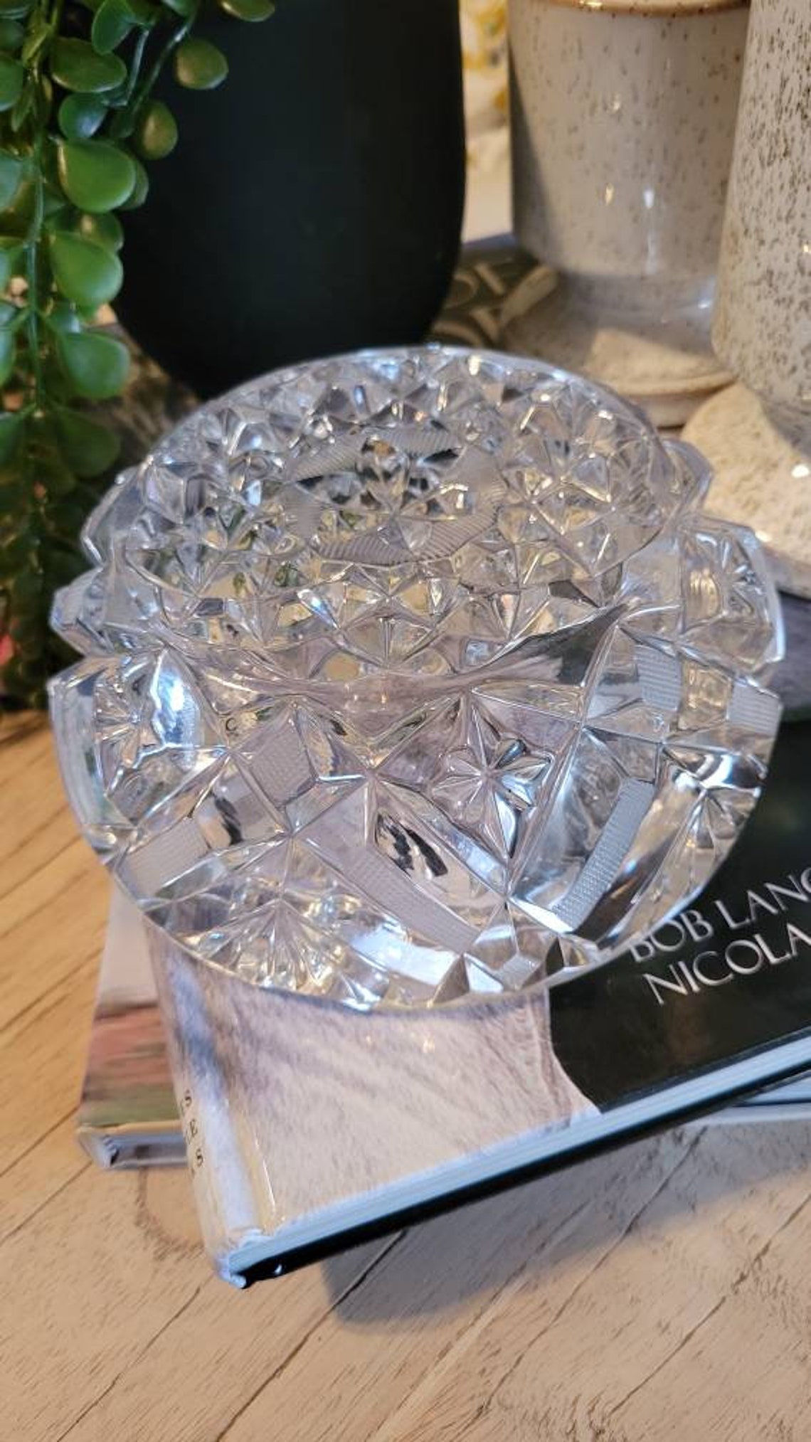 Vintage Heavy Lead Crystal Cut Glass Round Ashtray/ Cigar - Etsy