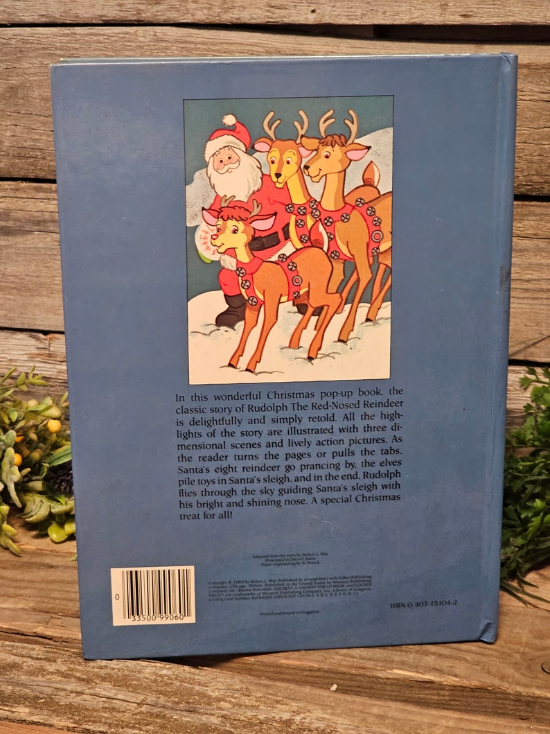 Vintage Christmas Book, 1980's Golden Rudolph the Red Nosed Reindeer ...