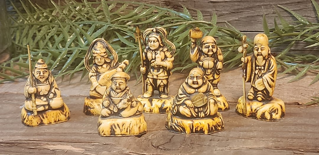 Vintage Japanese Seven Lucky Gods Figurines Celluloid or Plastic 1900 ...