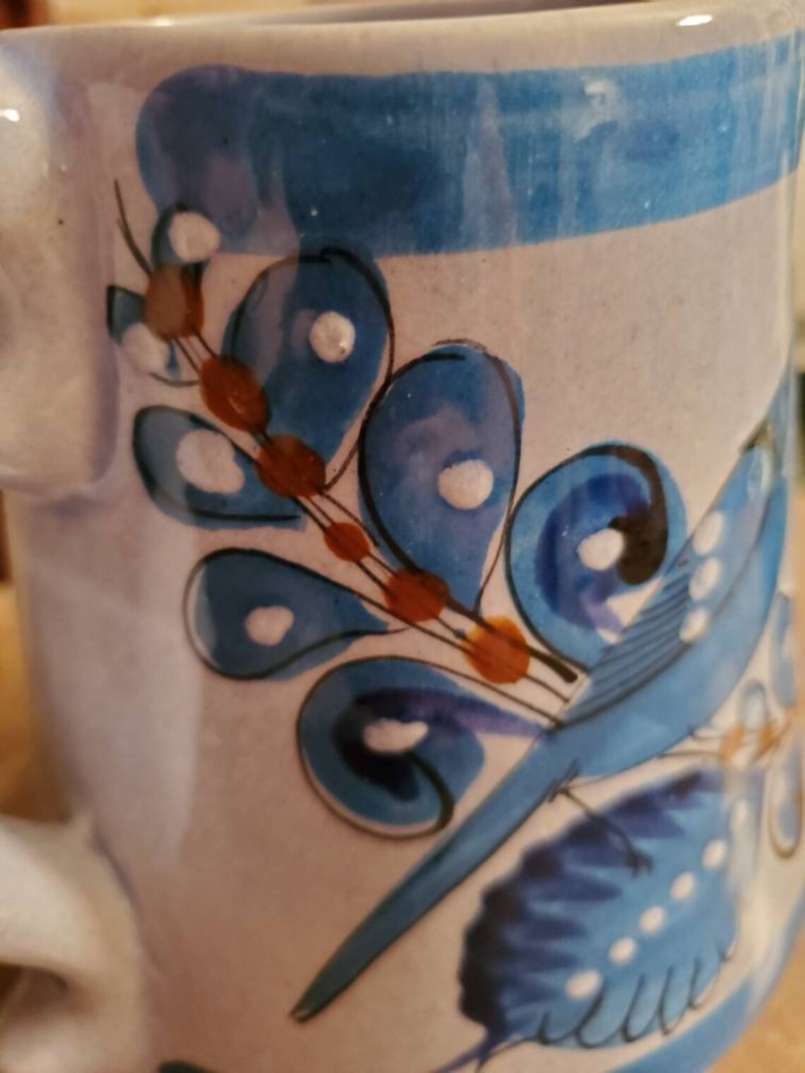 Vintage Tonala Mexican Pottery Blue Bird pitcher Mexico | Etsy