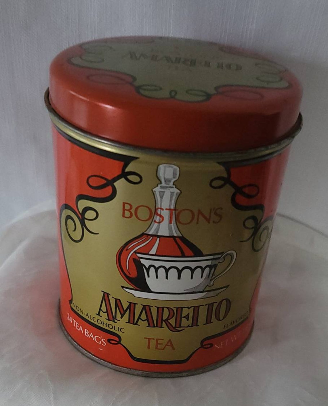 Vintage Tin Bostons Amaretto Tea 24 Tea Bags Farmhouse Decor | Etsy