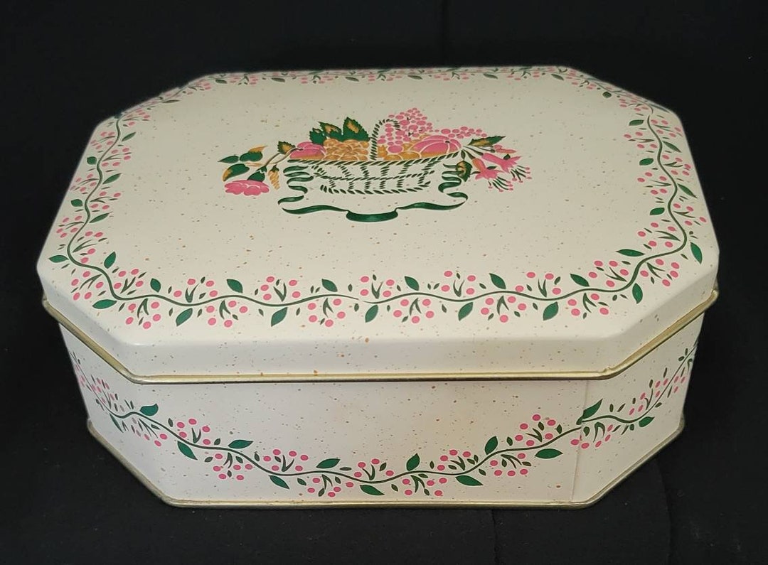 Vintage DAHER Tin Canister Container Floral Long Island NY 11101 Made ...