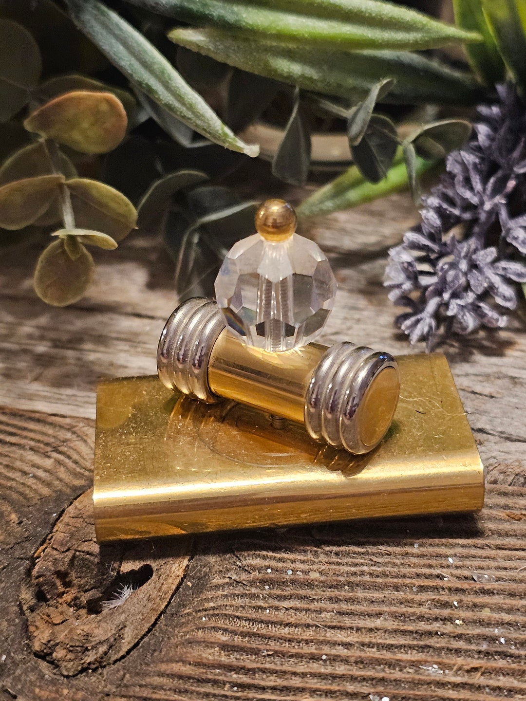 Gorgeous Retro Brass Paperweight Polished Gold Tone With Crystal - Etsy