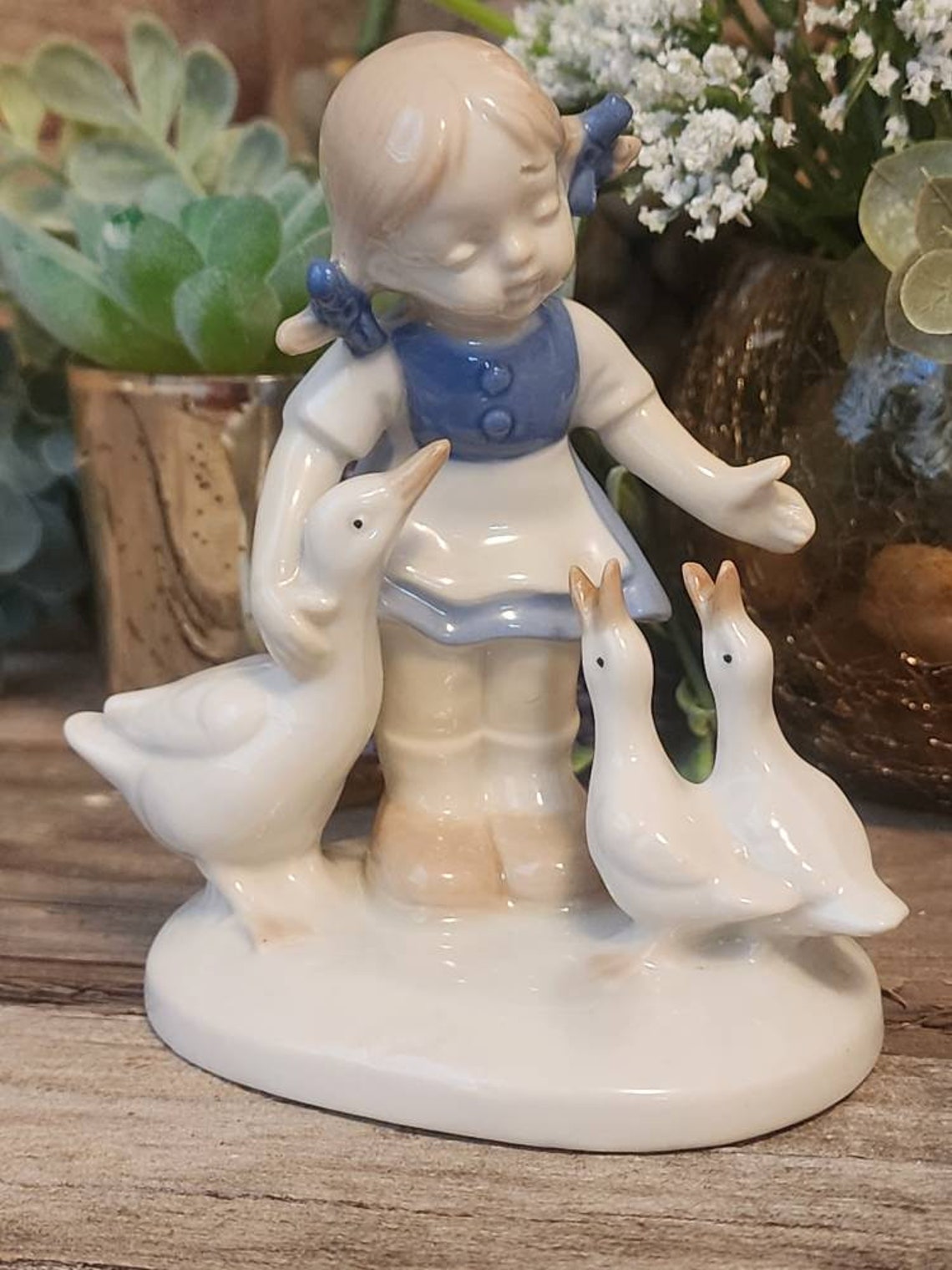 Vintage German Porcelain Figurine "girl With Geese" 12086, | Greiner ...