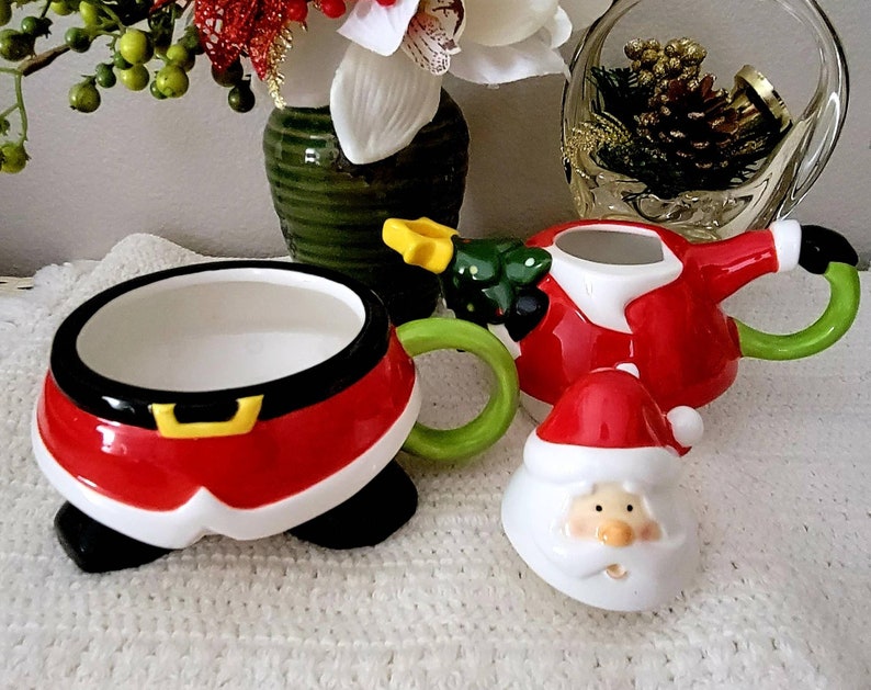 Tea for One Bella Casa by Ganz Santa Teapot and Cup With Lid - Etsy