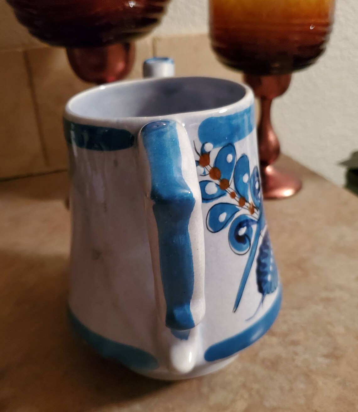 Vintage Tonala Mexican Pottery Blue Bird Pitcher Mexico - Etsy