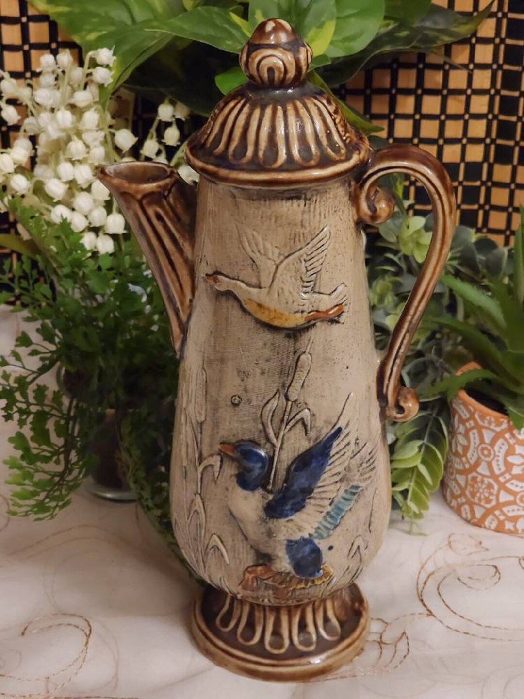 Fathers Day Gift Rare Vintage Cherry Wine Vino Ceramic Bottle Pitcher ...