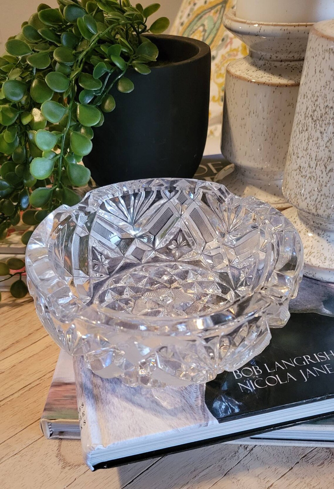 Vintage Heavy Lead Crystal Cut Glass Round Ashtray/ Cigar - Etsy