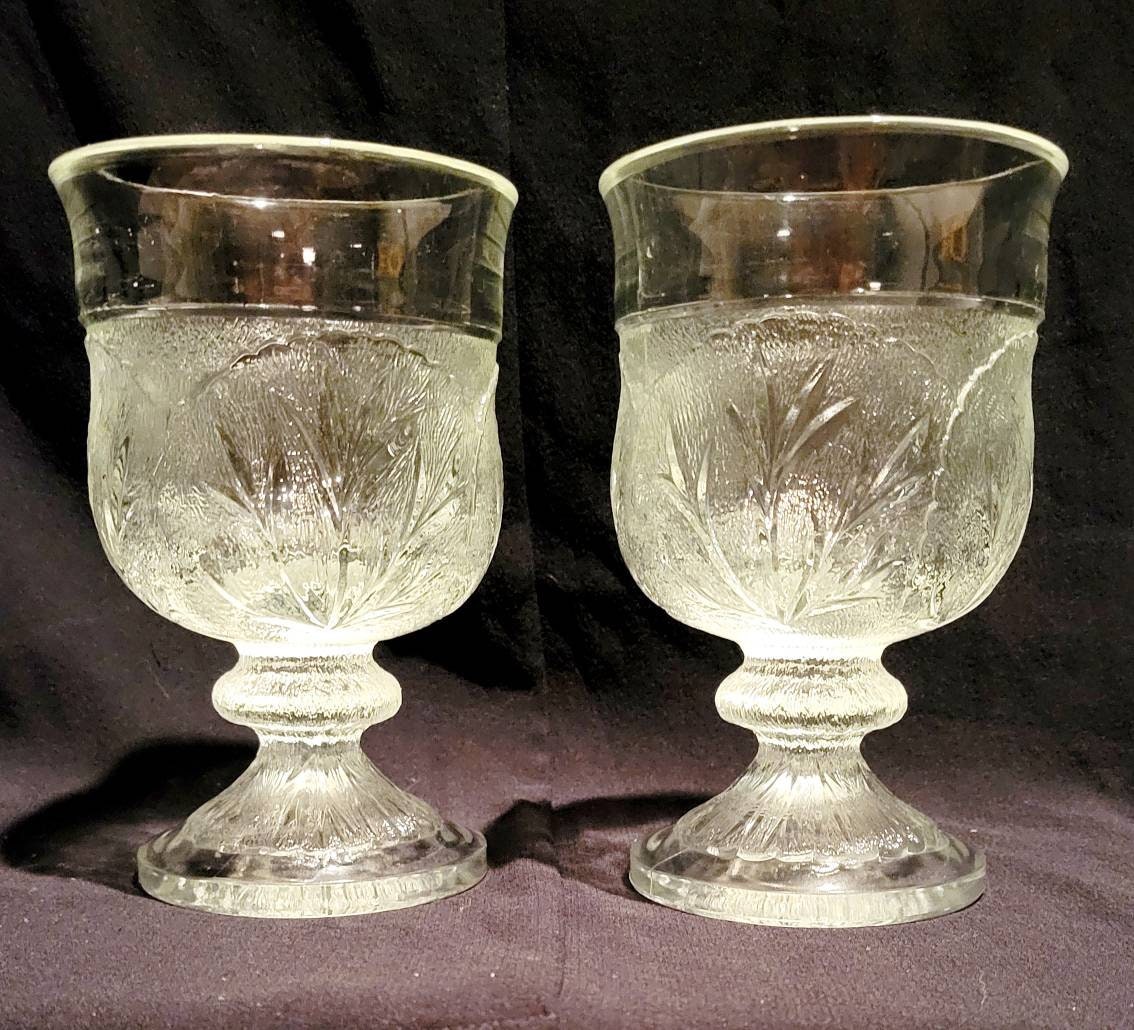 Vintage Indiana Glass Cabbage Leaf Pattern Textured 6 Goblet | Etsy