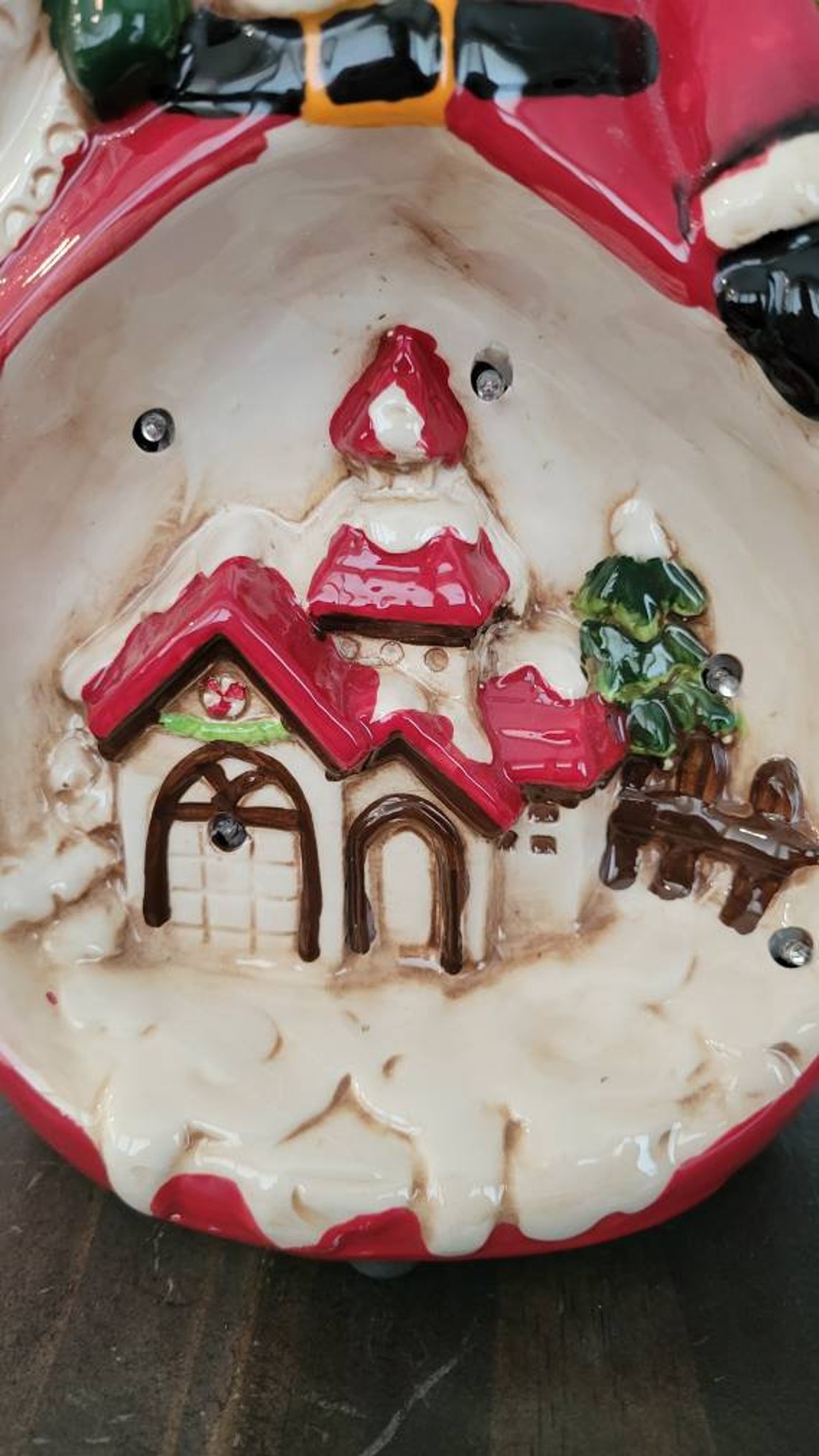 Ceramic Christmas Santa With Twinkling Lights - Etsy