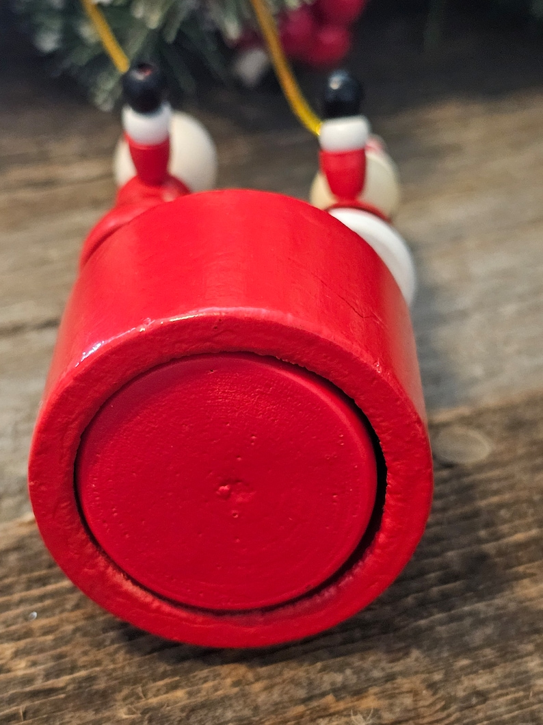 Vintage Wood Push Puppet Toy Christmas Ornament Santa & Mrs. Santa ...