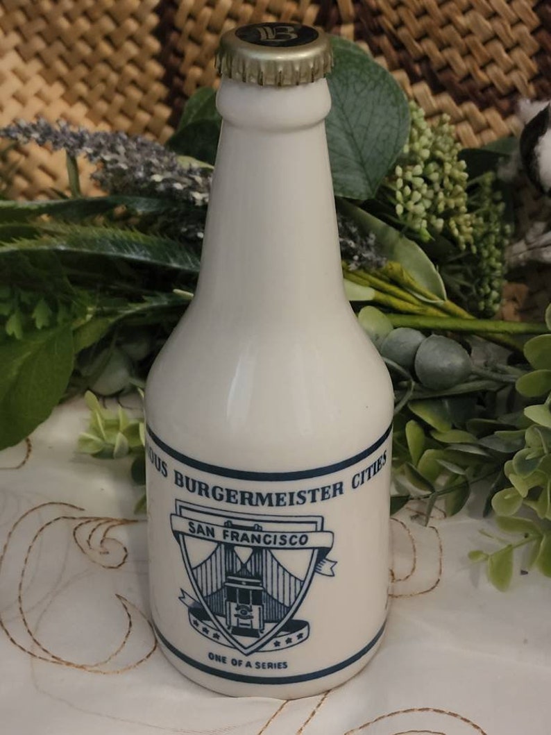 Vintage Burgermeister Burgie Beer Ceramic Bottle San Francisco Theodore Hamm Brazil Made ...