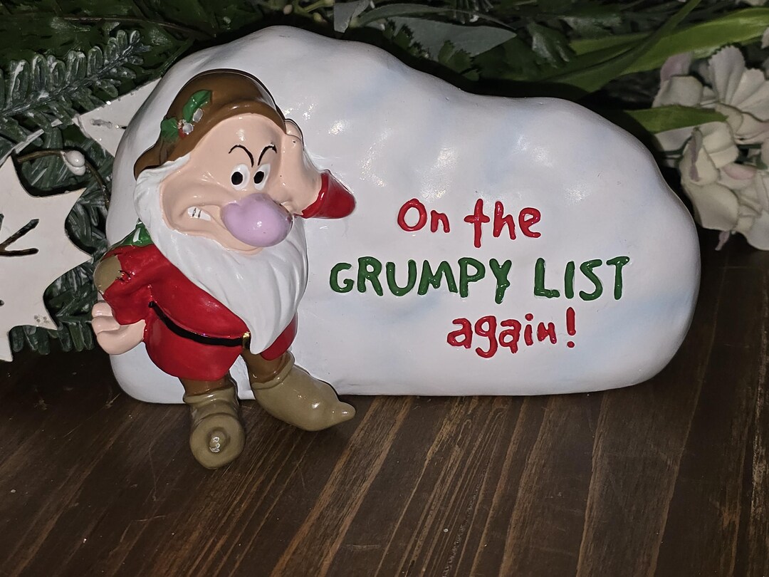Disney Grumpy Dwarf Garden Stone Christmas on the Grumpy List Again - Etsy