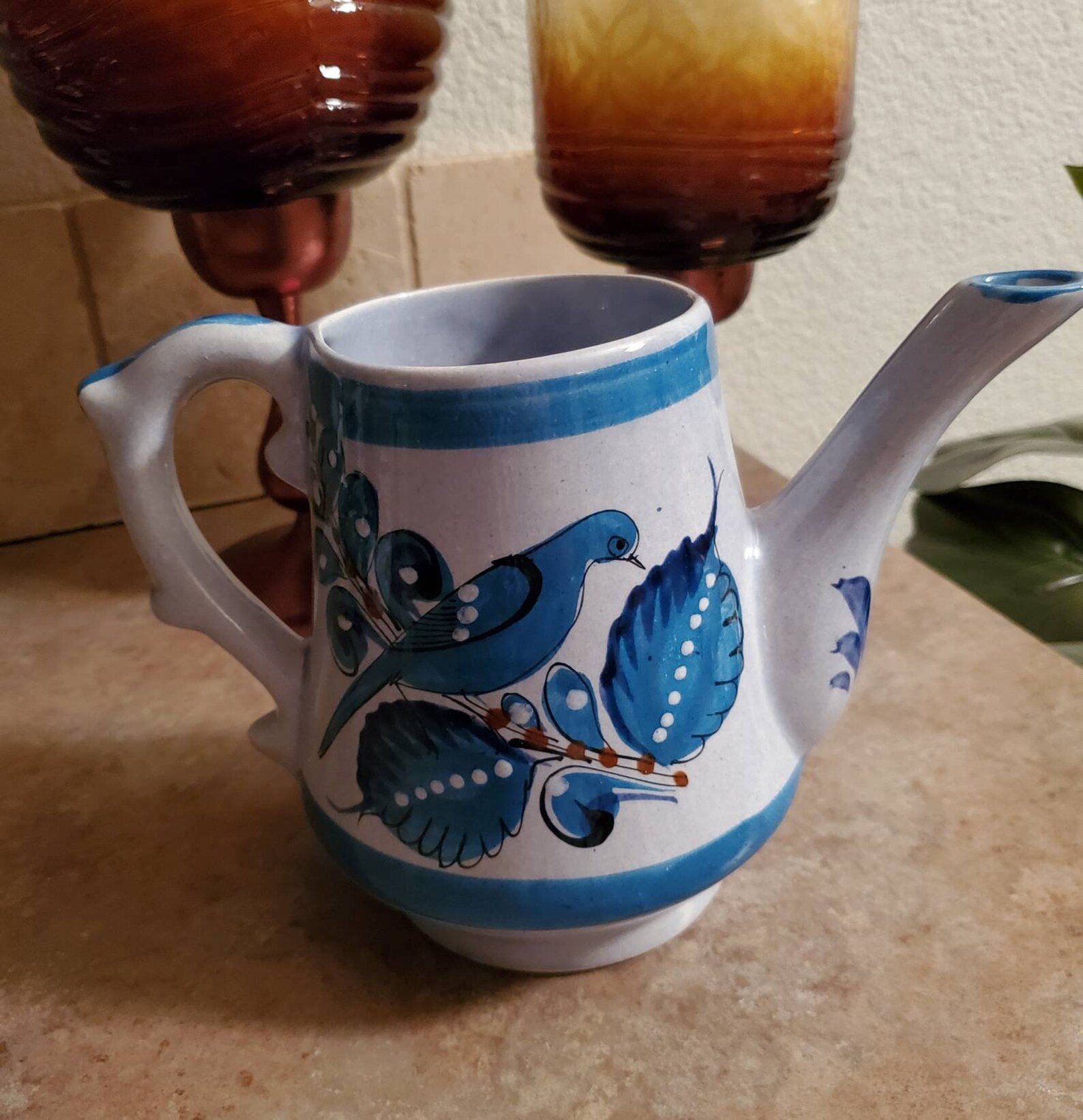 Vintage Tonala Mexican Pottery Blue Bird Pitcher Mexico - Etsy