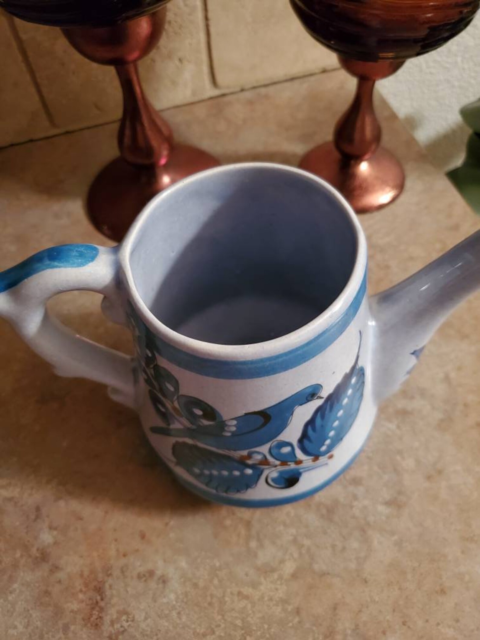 Vintage Tonala Mexican Pottery Blue Bird Pitcher Mexico - Etsy