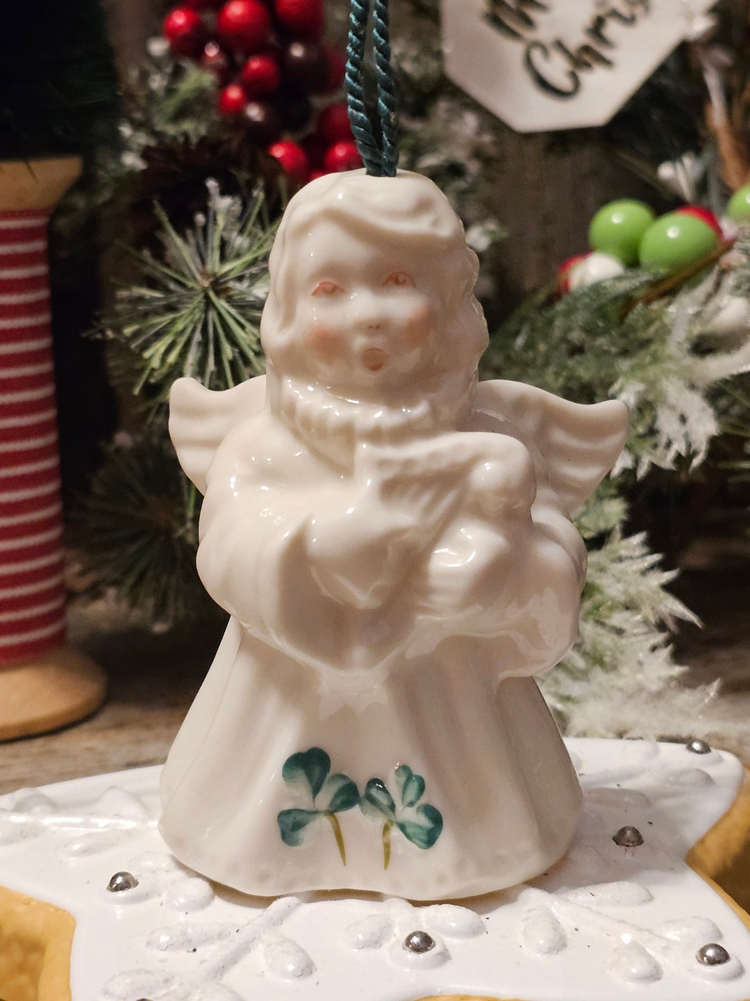 1996 Belleek Choir of Angels With Harp Christmas Ornament - Etsy