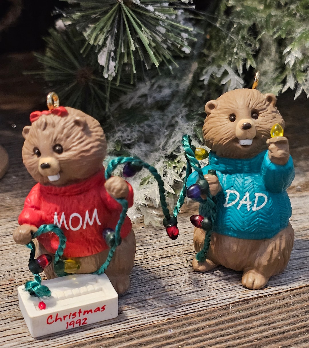 1992 HALLMARK KEEPSAKE ORNAMENT Mom and Dad Beavers - Etsy