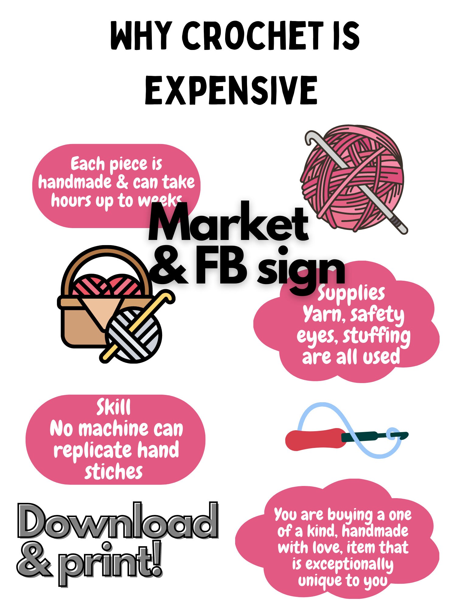 Crochet Market Sign| Facebook Sign | Small Business | Asthetic ...