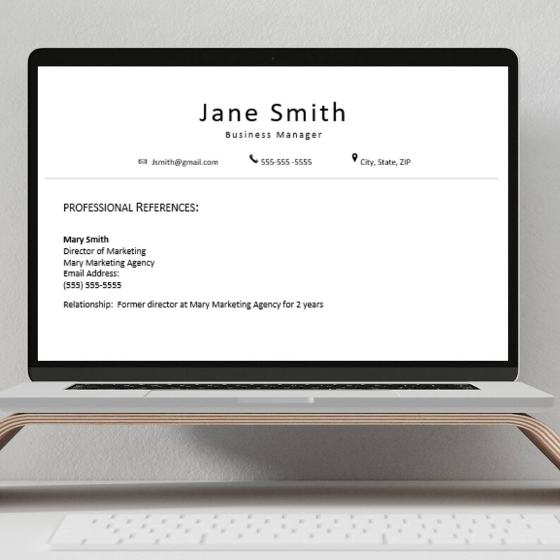 Clean and Professional References Template- Easy to Customize, Instant ...