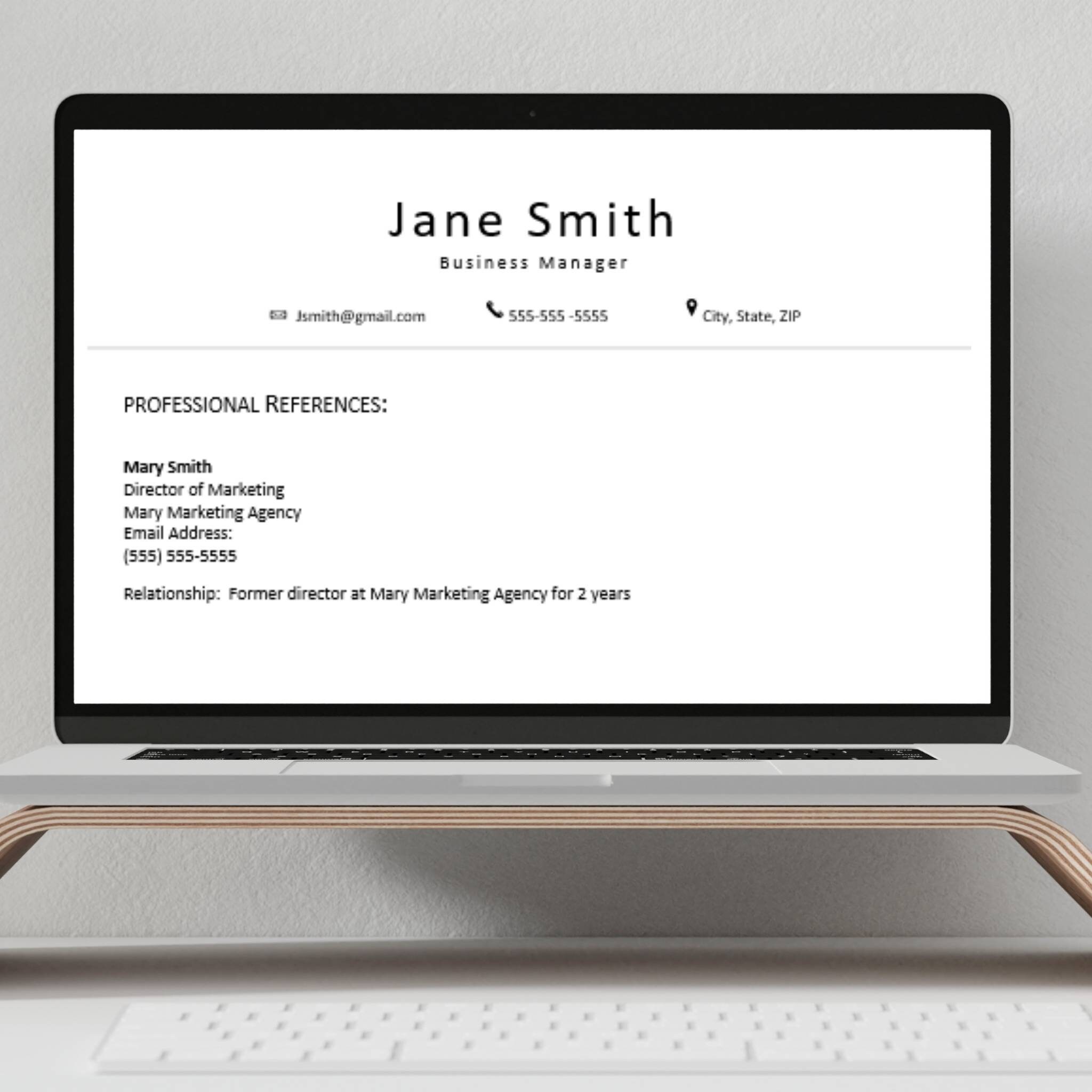 Clean and Professional References Template- Easy to Customize, Instant ...