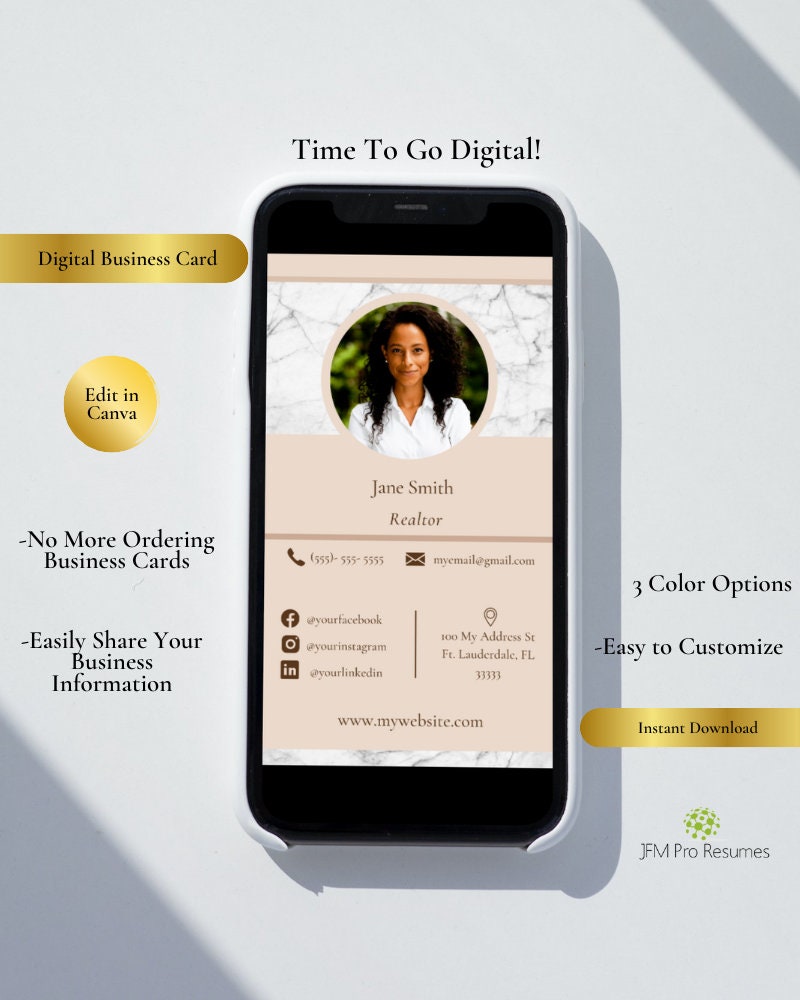 Digital Business Card Bundle- Virtual Business Card, Canva Template ...