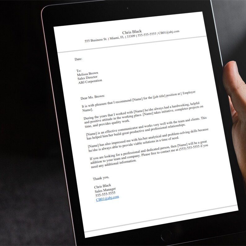 Letter of Recommendation for Employee Template Job Reference Job ...