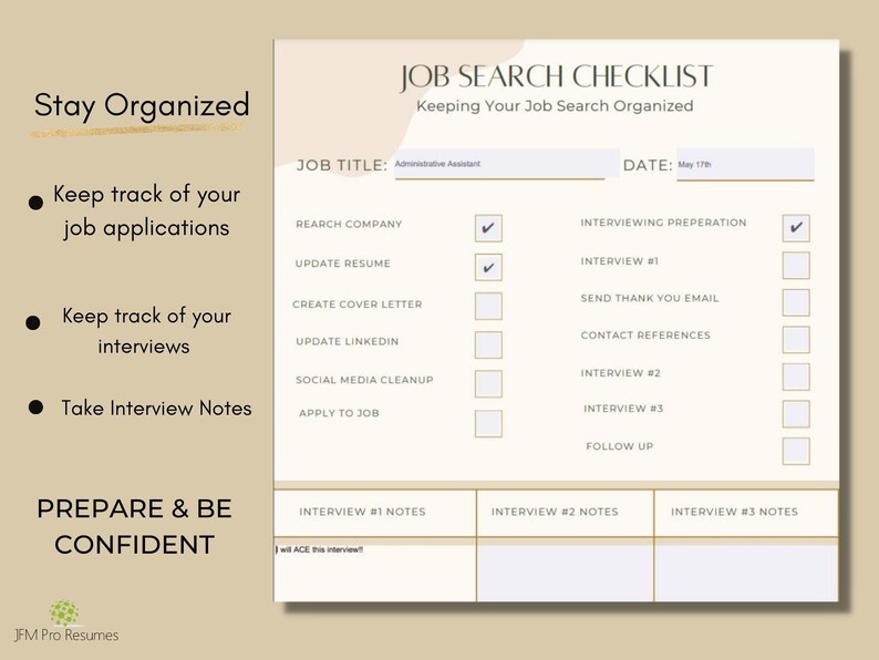 Job Search Check List Fillable PDF Printable PDF Instant | Etsy