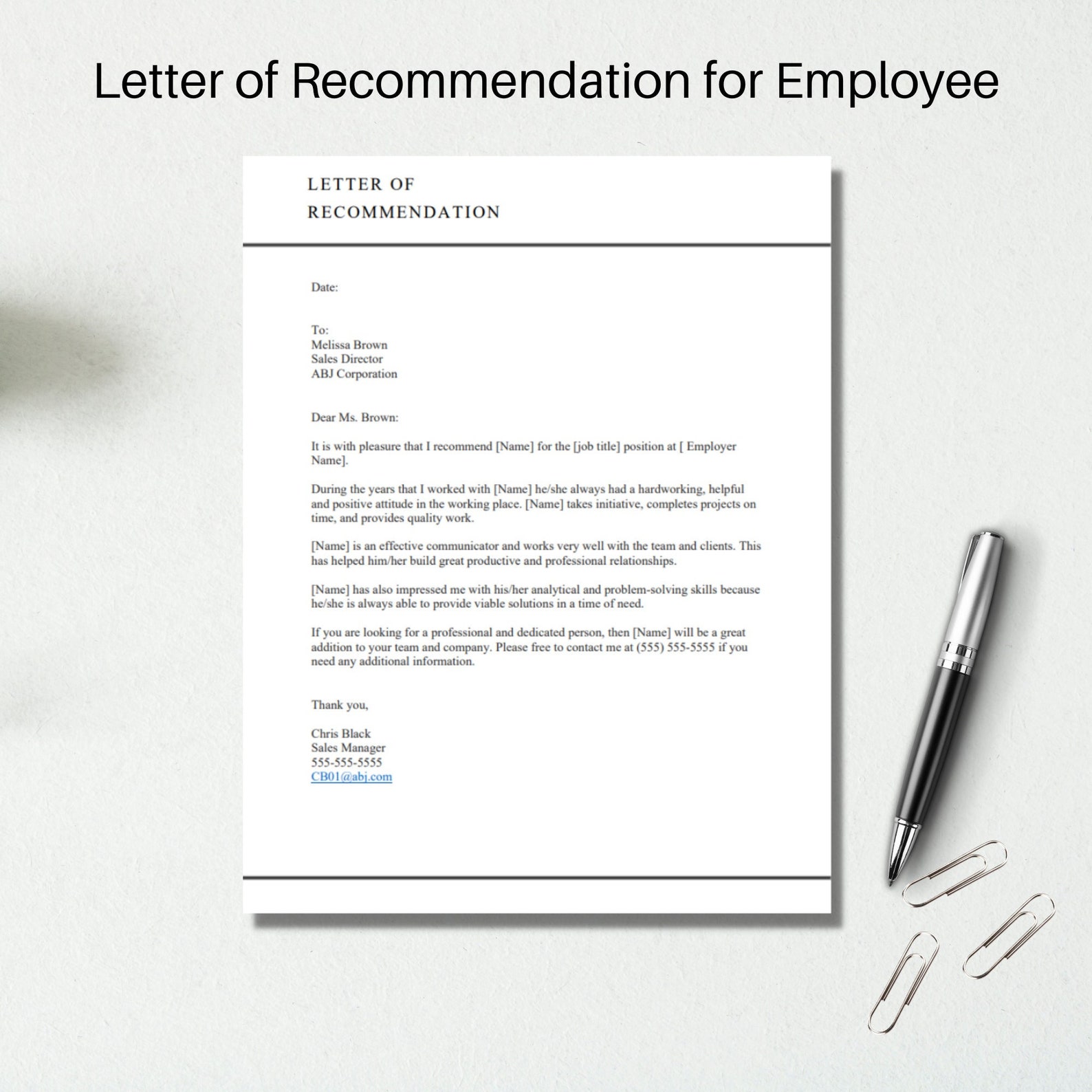 Letter of Recommendation for Employee Template | Job Reference | Job ...