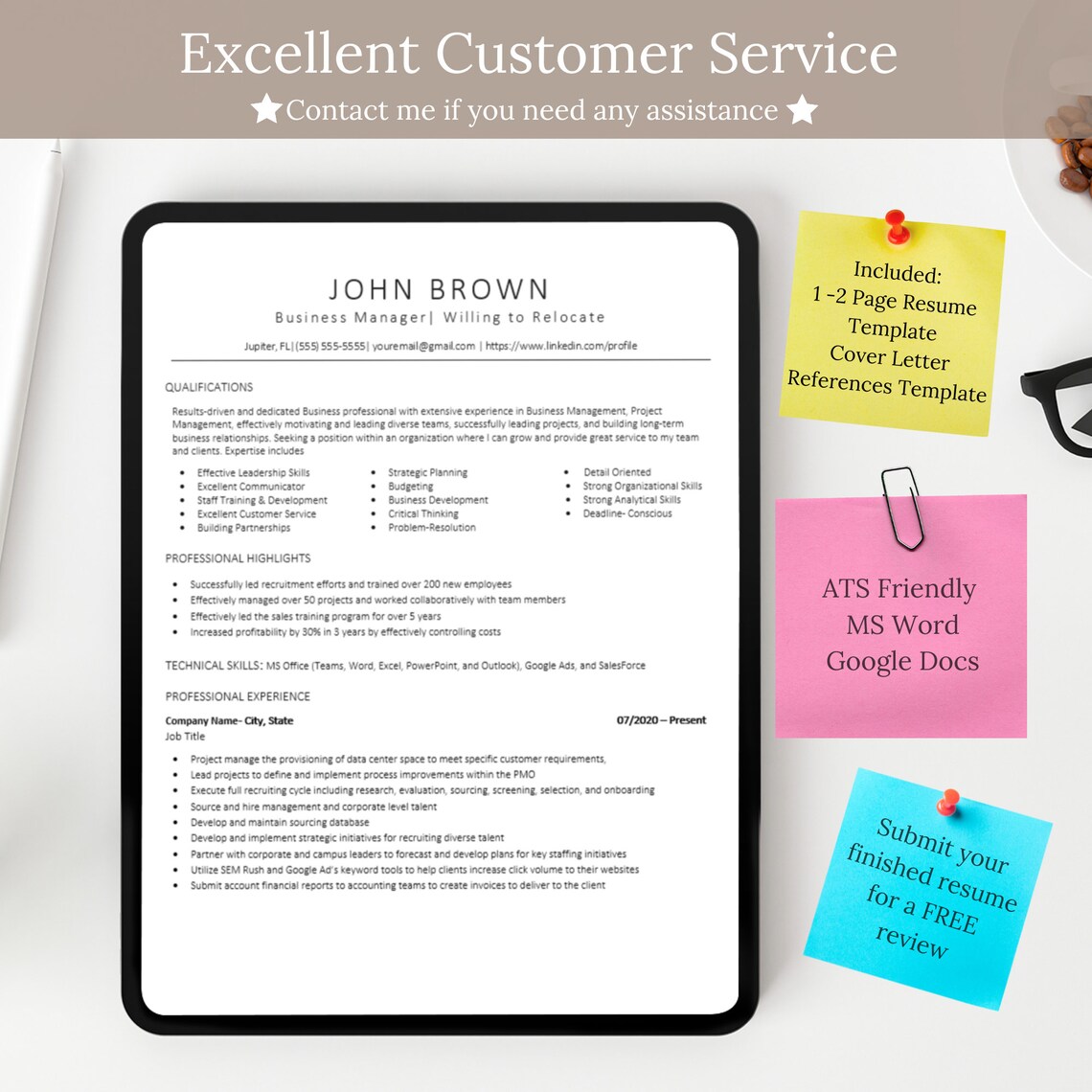 ATS Friendly Resume Template modern Simple Resume - Etsy