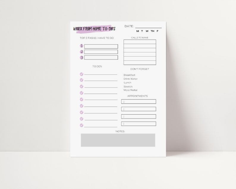Printable Work From Home To Do List Instant Download Etsy Printable Work From Home To Do List Instant Download Etsy