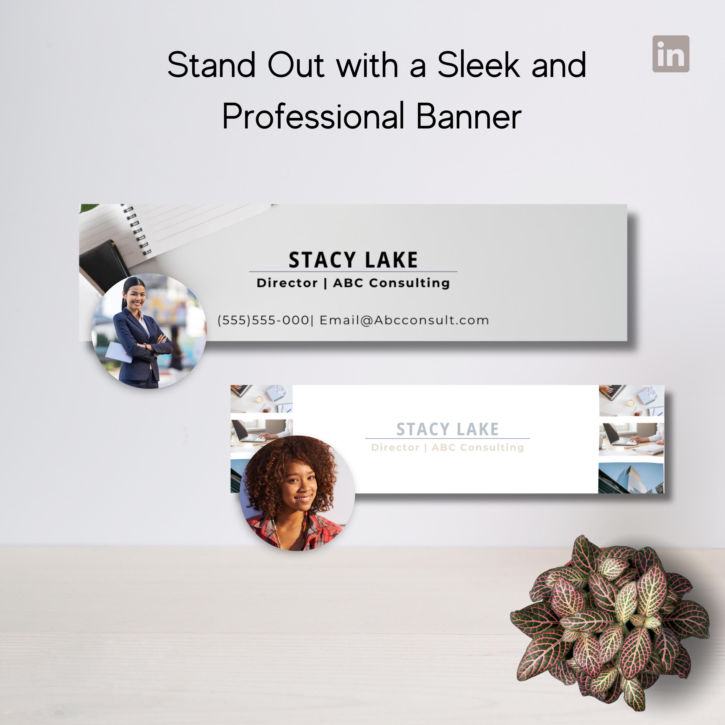 8 Linkedin Banner Customizable Bundle | With Contact Info | Canva ...