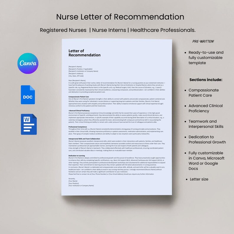 Nurse Letter of Recommendation | Template | Registered Nurse ...