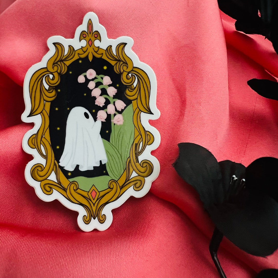 Enchanted Forest Ghosts, Pink Lily of the Valley, Glossy Sticker ...